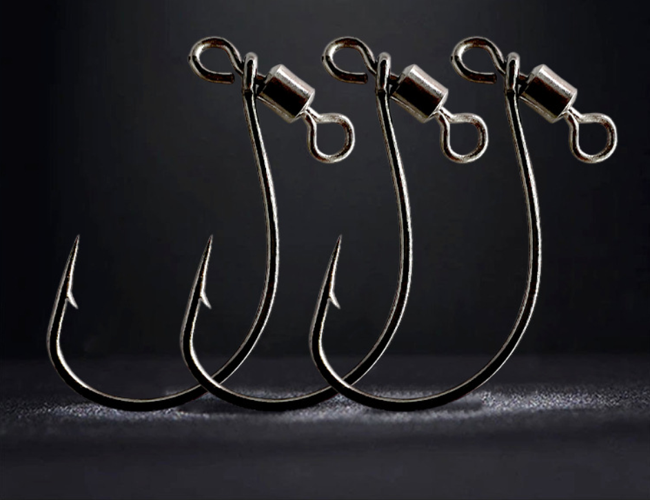 50Pc Drop Shot Hooks with Swivel Soft Lure Hook Worm Hooks for Bass ...