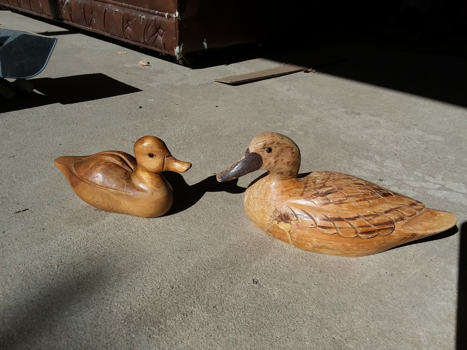 2 Vintage Wood Duck Decoys Decor Yard Art Bird Garden Hunting Country ...