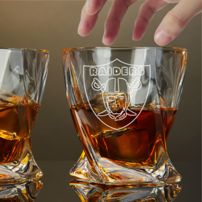 Custom Engraved Raiders Whiskey Glass – 10 oz Twisted Rocks Glass | eBay