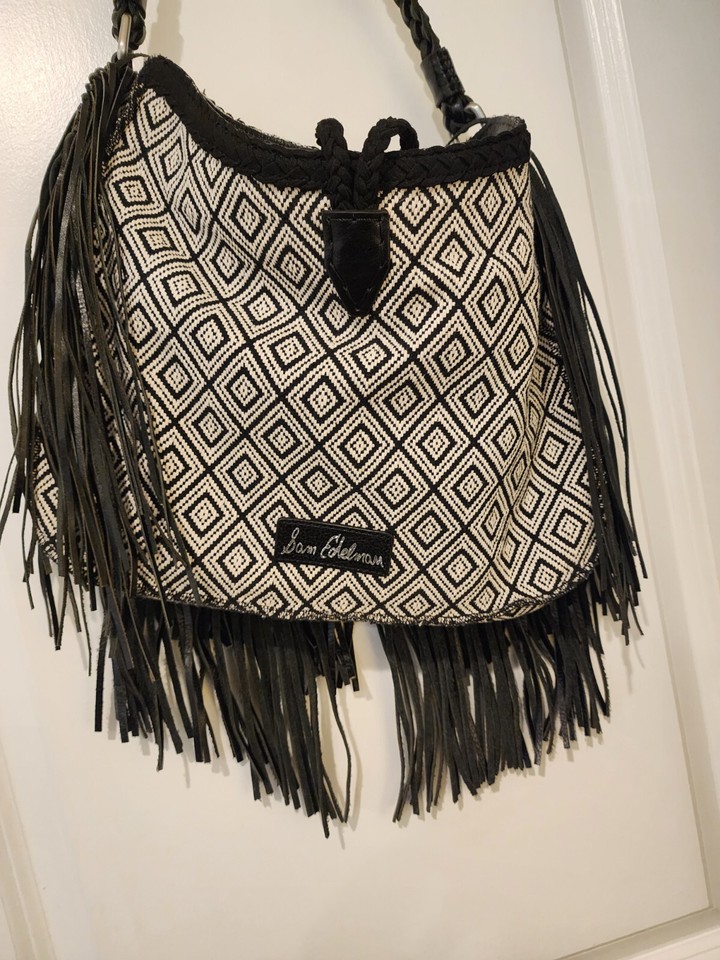 New Sam Edelman Black Leather Fringe Boho purse | eBay