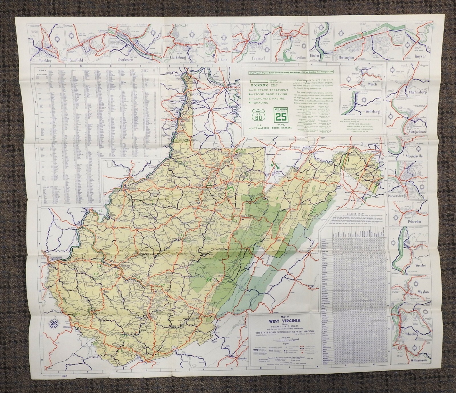 Vintage 1941 (January) West Virginia Official State Highway Department ...
