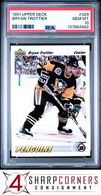 1991 UPPER DECK #329 BRYAN TROTTIER PENGUINS HOF POP 5 PSA 10 | eBay