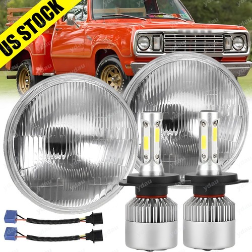 7Inch Round LED Headlight Hi-Lo Beam cool white For Dodge D100 D150 ...