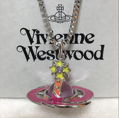 Vivienne Westwood Small Orb Necklace Shooting Star Pink Star Chain 45cm ...