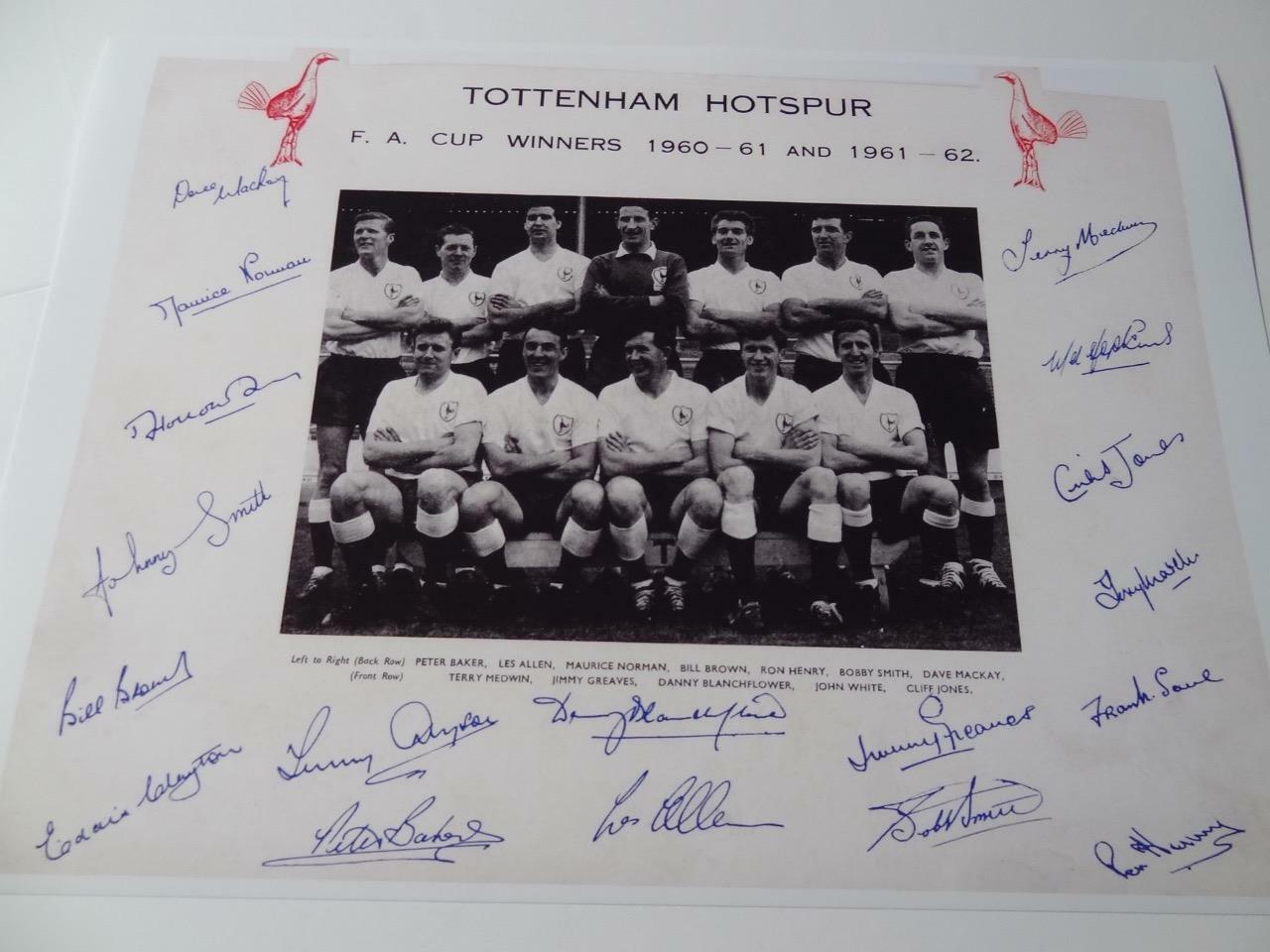 TOTTENHAM HOTSPUR FC SPURS 1960-61 & 1961-62 FA CUP FINAL WINNERS ...