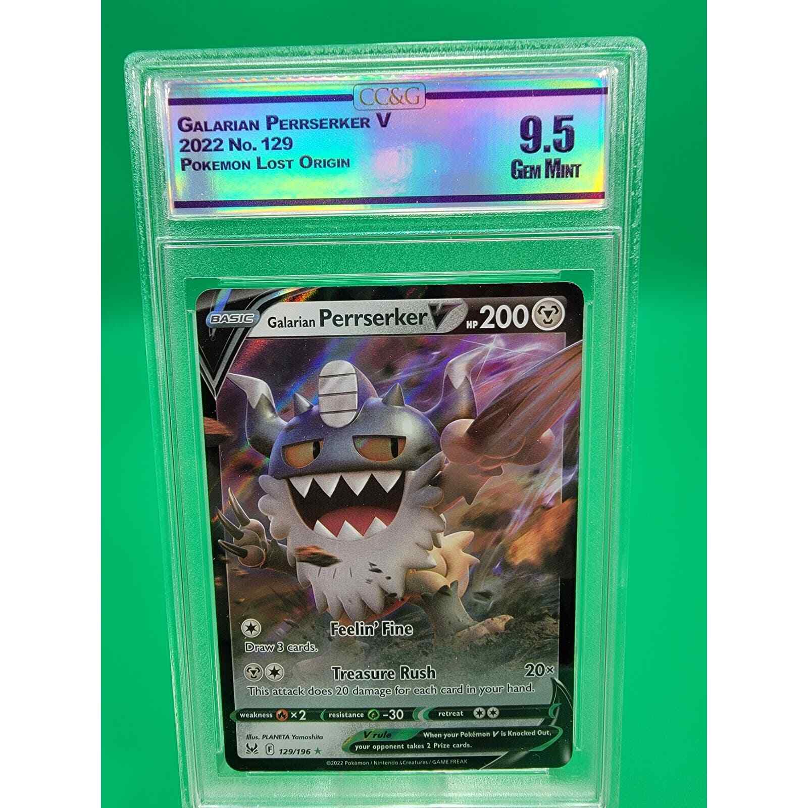 Pokémon Galarian Perrserker V 129/196 Lost Origin Card CC&G 9.5 Gem ...