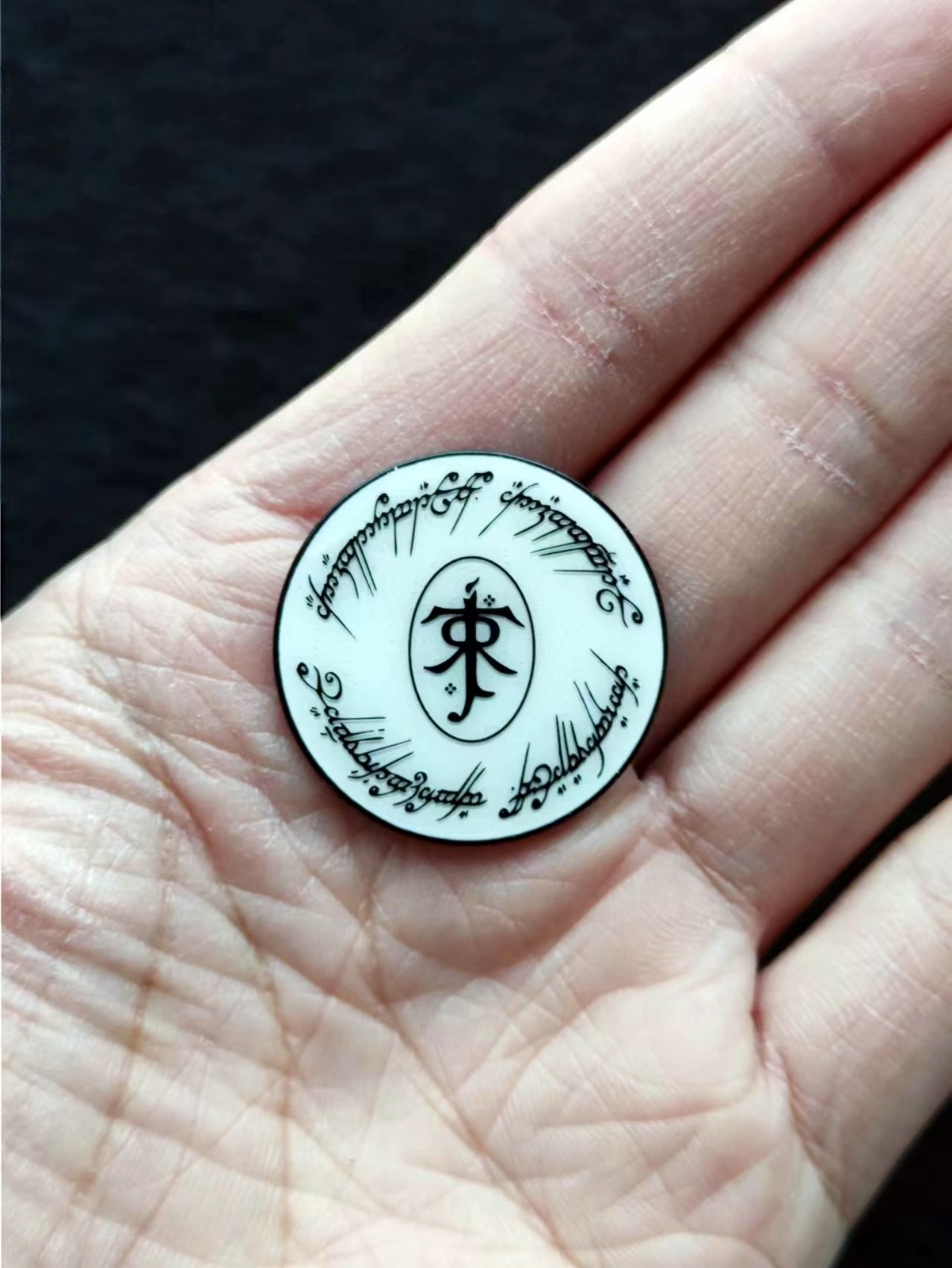 Lord of the Rings Tolkien's Monogram with Ring Inscription Metal Pin ...