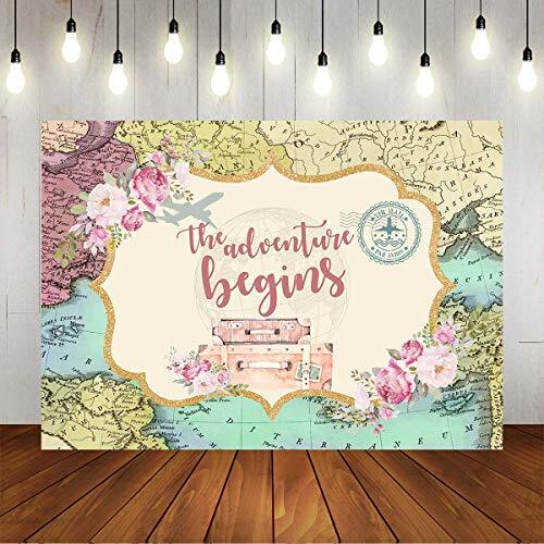 Adventure Awaits Backdrop Let The Adventure Begin World Travel Themed ...