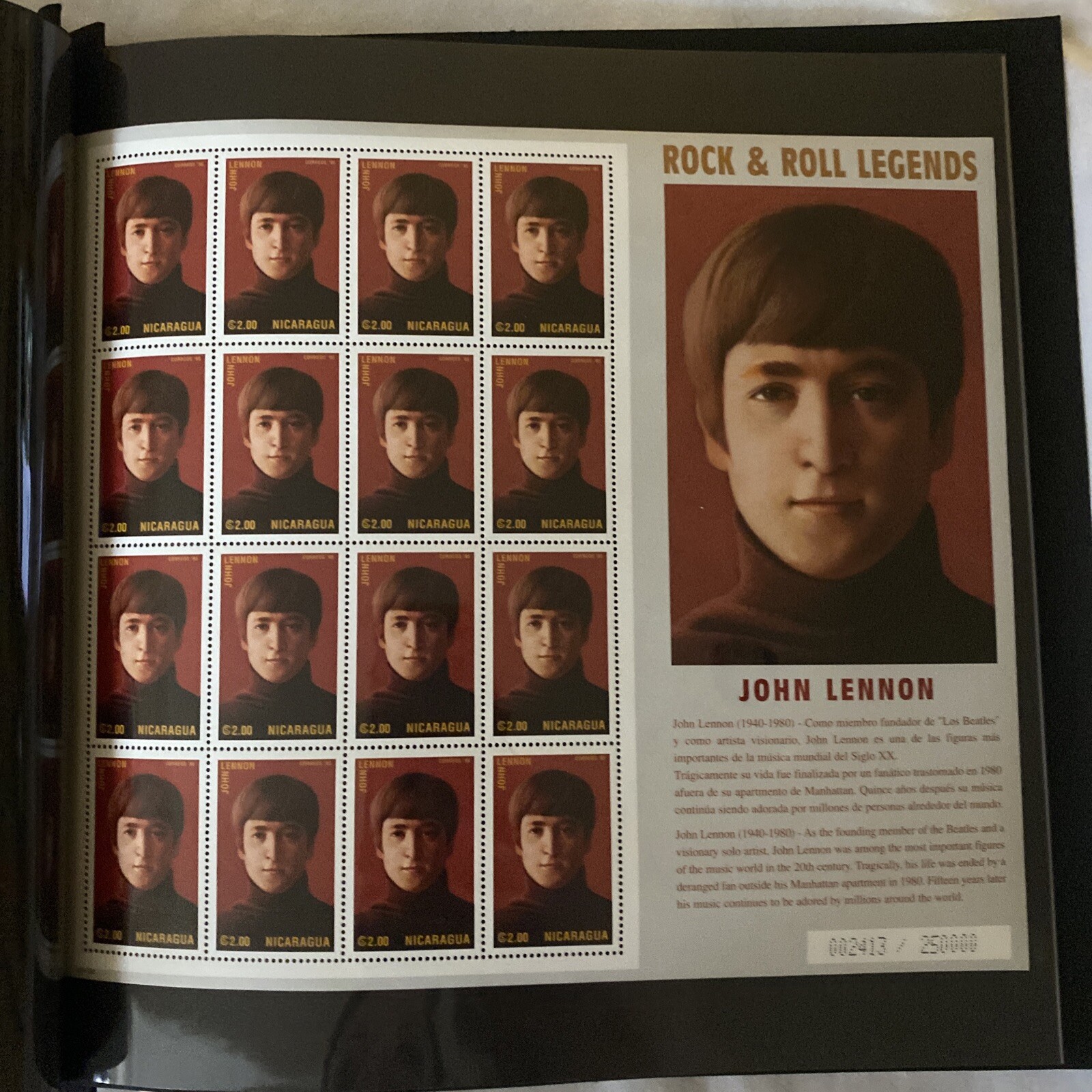 John Lennon Rock n Roll Legends Stamps 8 Sets Numbered | eBay