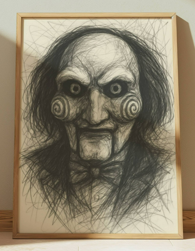 BILLY THE PUPPET SAW HORROR MOVIE DRAWING PRINT SKETCH 8" x 10" PRINT ...