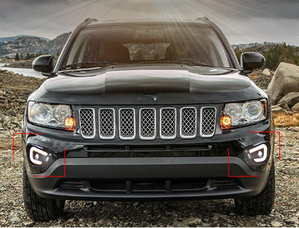 For Jeep Compass 2011-2016 DRL Daytime Running Driving Light w/Turn ...