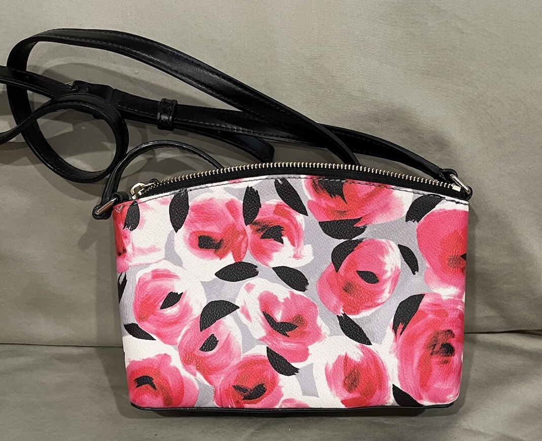 Kate Spade Red Pink Roses Flowers Domed Crossbody Shoulder Bag | eBay