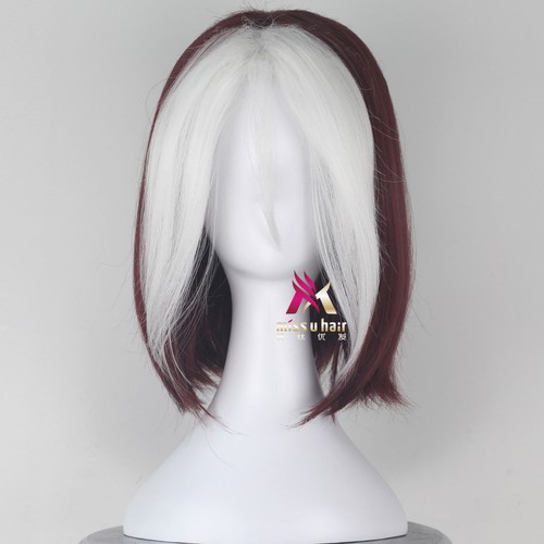 X-men Rogue Short wigs Wavy Wine Red and White Women Movie Cosplay ...