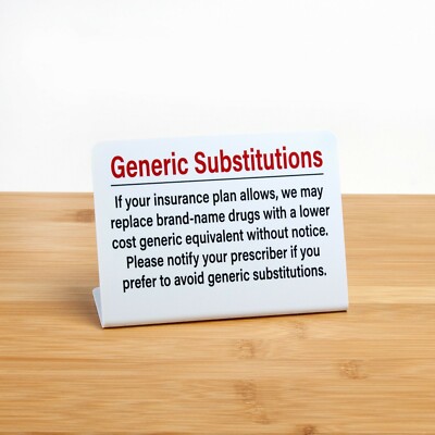 Pharmacy Signs "Generic Substitution", Plastic L Style, 4pk, Free ...