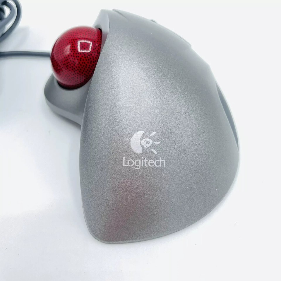 Logitech TrackMan Wheel Mouse USB Optical Trackball Mouse Silver T-BB18 ...