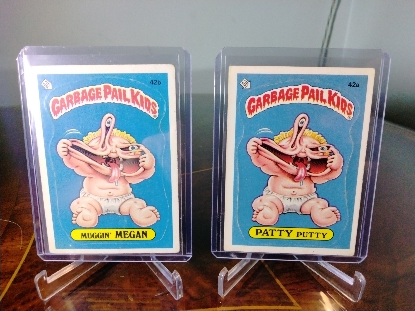 1985 1st Ed. Garbage Pail Kids Patty Putty #42 a + Mugging Meagan 42 b ...