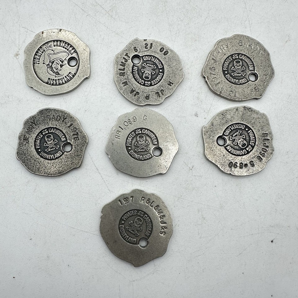 Vintage Pirates Of The Caribbean Disneyland Doubloon Coin Lot Of 7 ...
