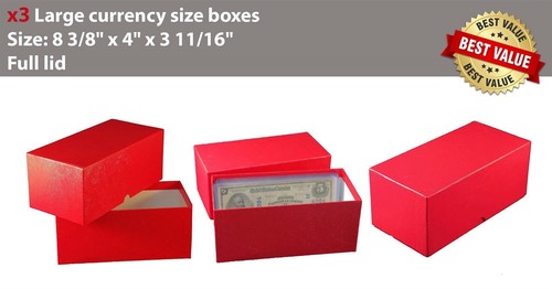 3 Strong Paper Money Boxes Safe Banknote Storage For Large US Size ...