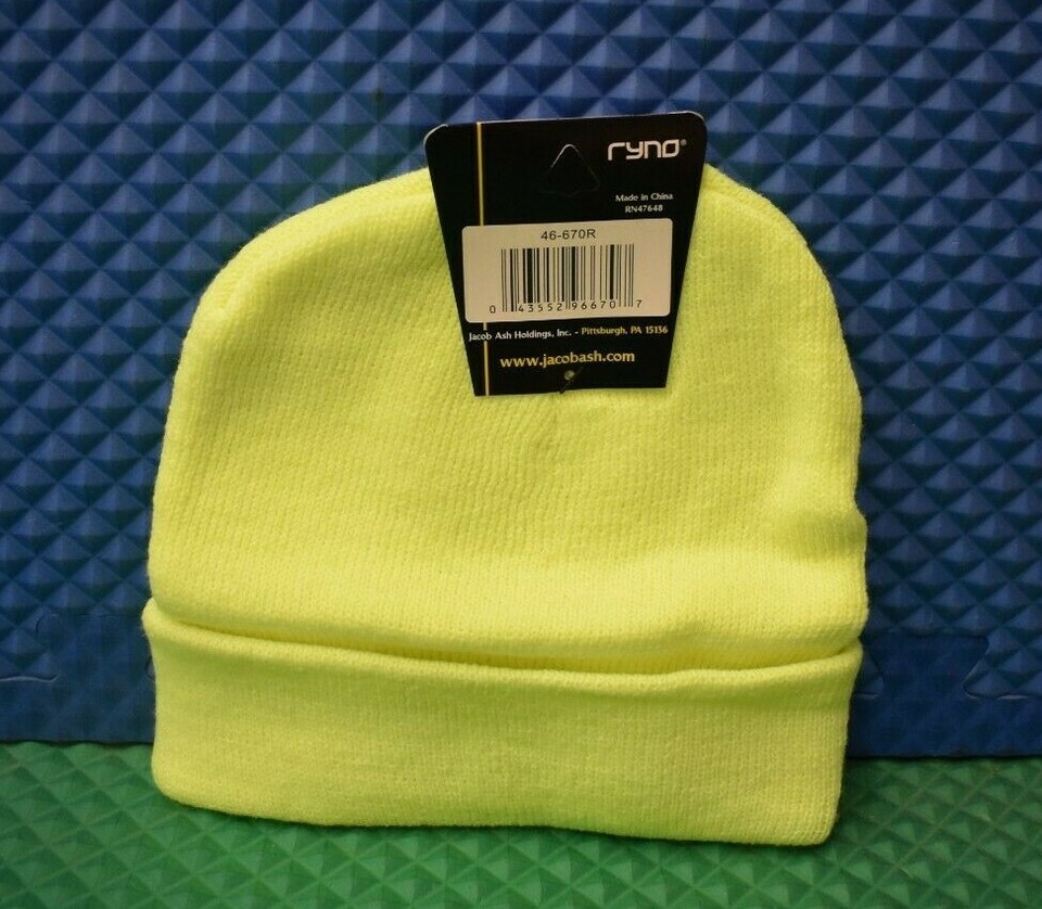 RYNO Industry Tough HI-VIS Yellow Knit Cuff Cap by Jacob Ash 46-670R | eBay