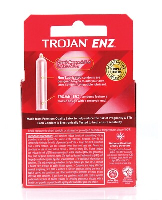 Trojan ENZ Premium Non-Lubricated Latex Male Condoms - 3 Pack