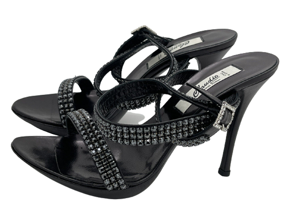 Claudio Milano Women's Shoes Leather Crystal Size 40 (US 9.5) Italy ...
