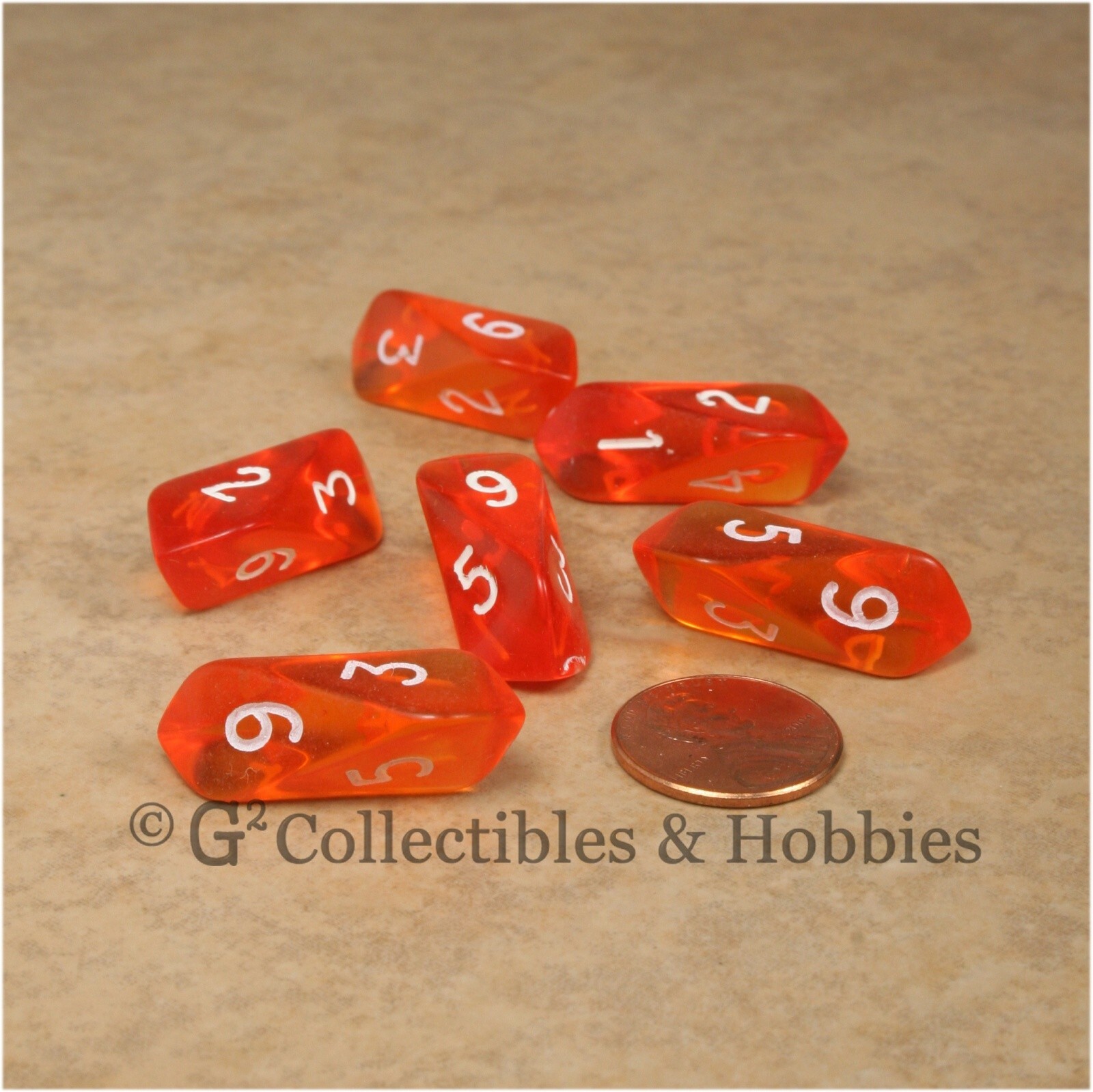 NEW 6 Crystal Caste Transparent Orange Six Sided Dice RPG D&D Game ...