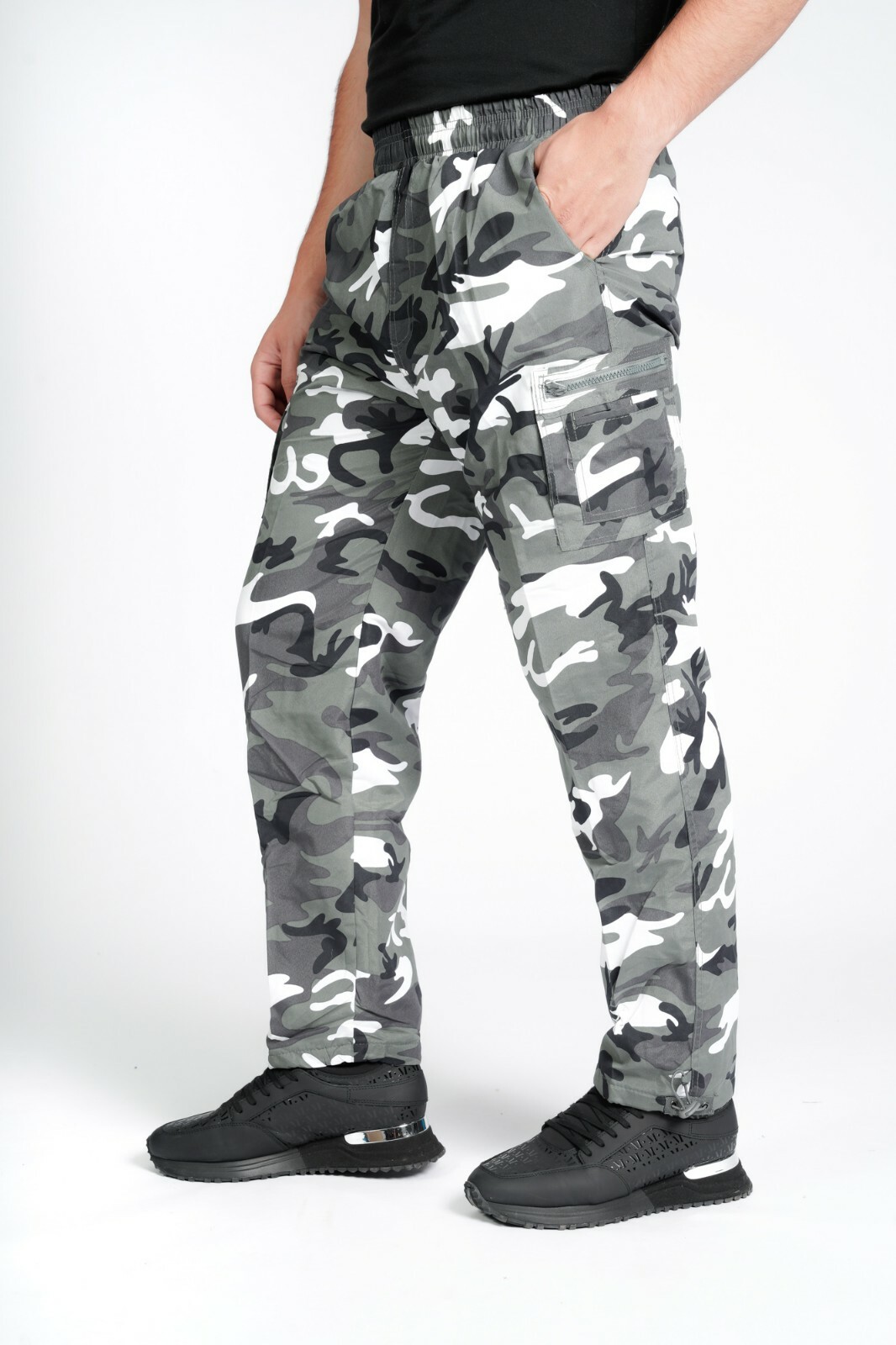 Mens Fleece Lined Thermal Cargo Trousers Pants Elasticated Combat ...