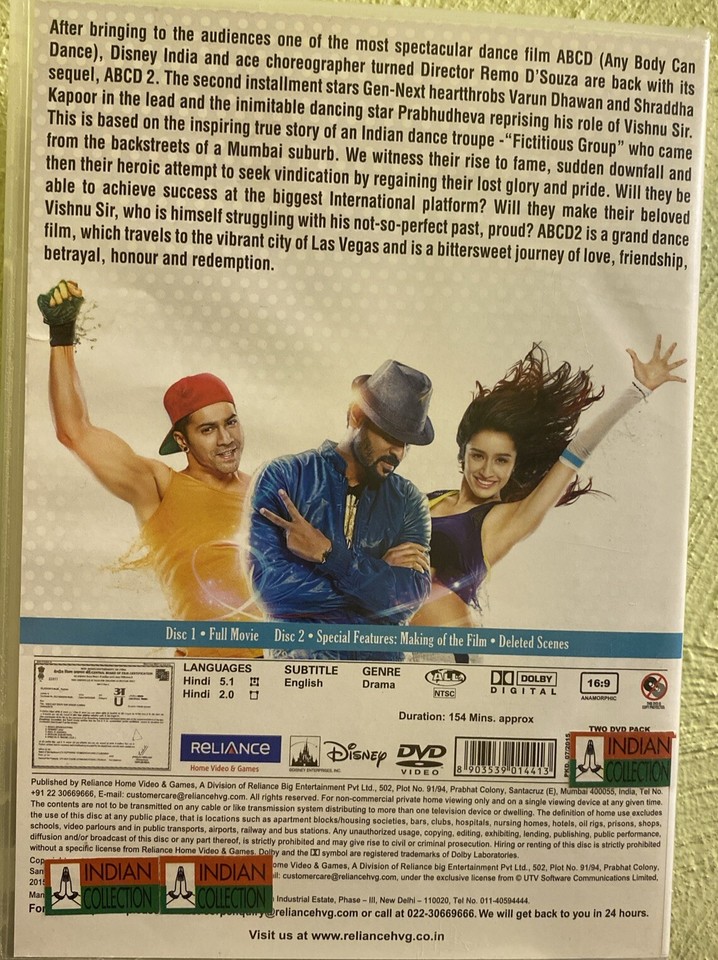 Disney ABCD 2 dvd India All Region Any Body Can Dance 2 Ex-Library | eBay