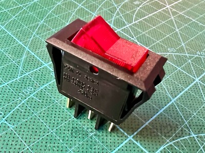 2pcs C&K ON-OFF Illuminated Red Rocker Switch, SPST, 16A, 125VAC, 1/3HP ...