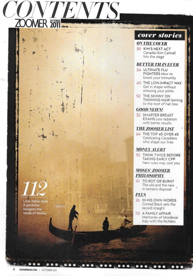 Zoomer Magazine Kim Cattrall Canada Top 45 Over 45 No Stress Health ...