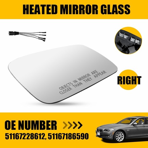 For 2010-2016 BMW 528 535 550 Passenger Right Side 4 Pin Mirror Glass ...