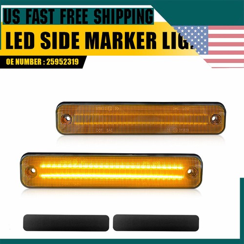 2x For 2003-2009 Hummer H2 Front Amber LED Side Marker Lights Bumper ...