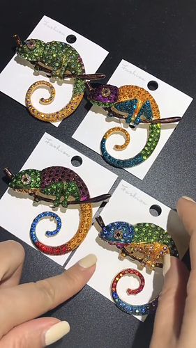Big Multicolor Lizard Brooch Pins Fashion Animal Chameleon Wedding ...