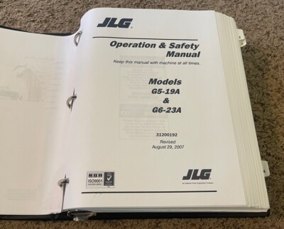 2007 JLG G5-19A & G6-23A Telehandler Safety Operator Manual Guide ...
