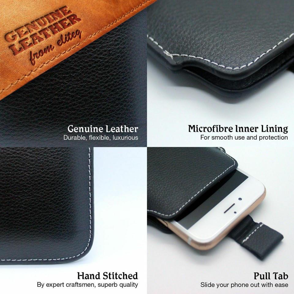 Quality Luxury Genuine Leather Pull Tab Slide In Case Cover Sleeve ...