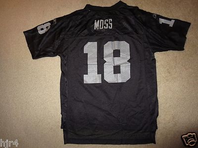 Randy Moss #18 Oakland Raiders NFL Black Reebok Jersey Youth L 14-16 ...