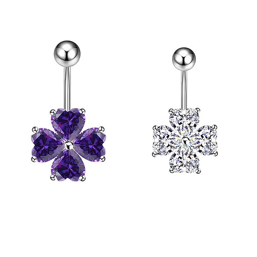 Four Leaf Clover Navel Ring Ornament Belly Button Piercing Pendant Body ...
