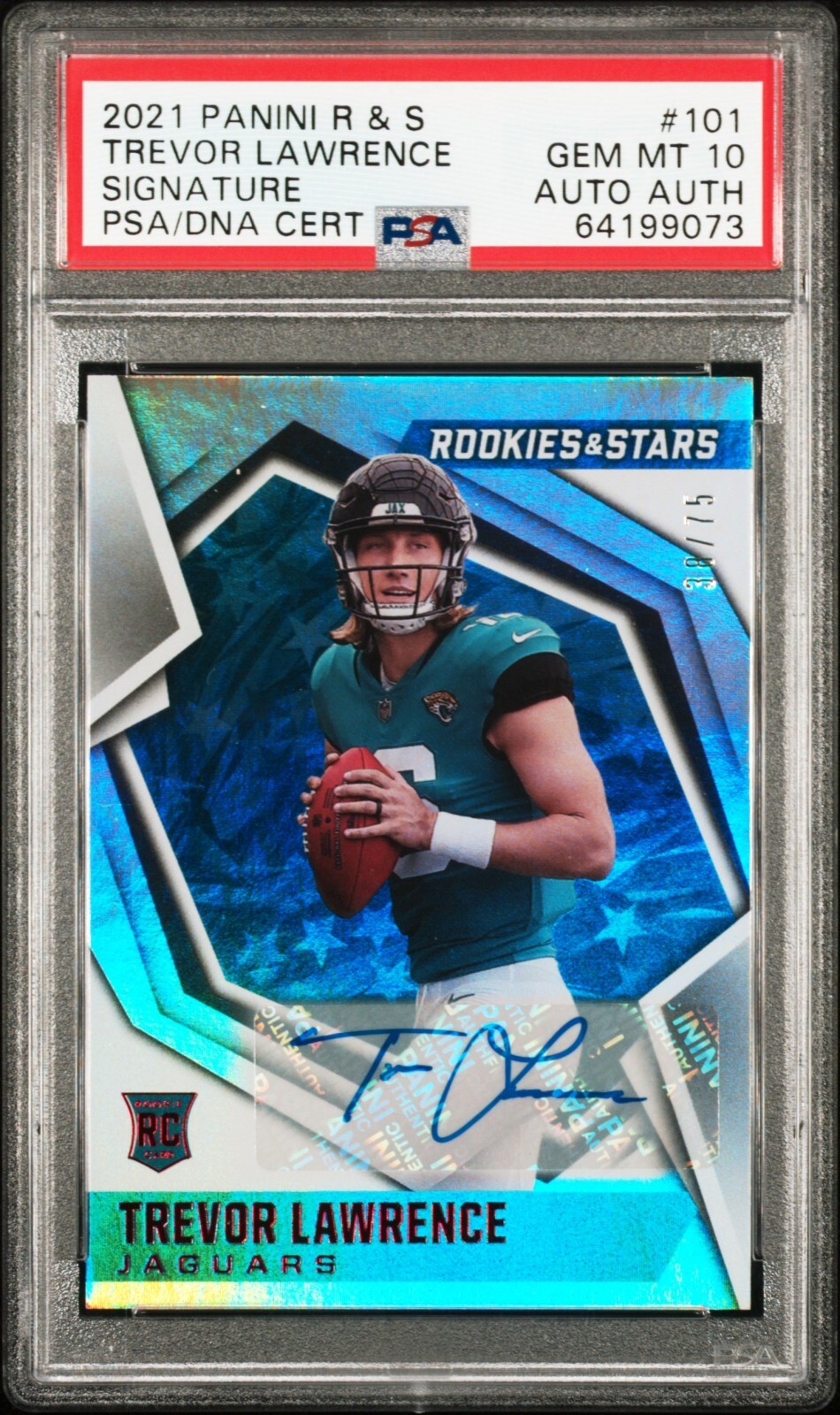 TREVOR LAWRENCE ROOKIE 2021 ROOKIES AND STARS RC SILVER AUTO /75 PSA 10 ...
