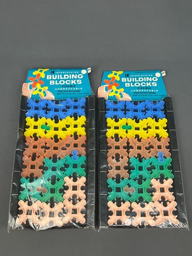 NOS 1950's Knickerbocker Plastic Puzzle Building Blocks Locking Toy 2 ...
