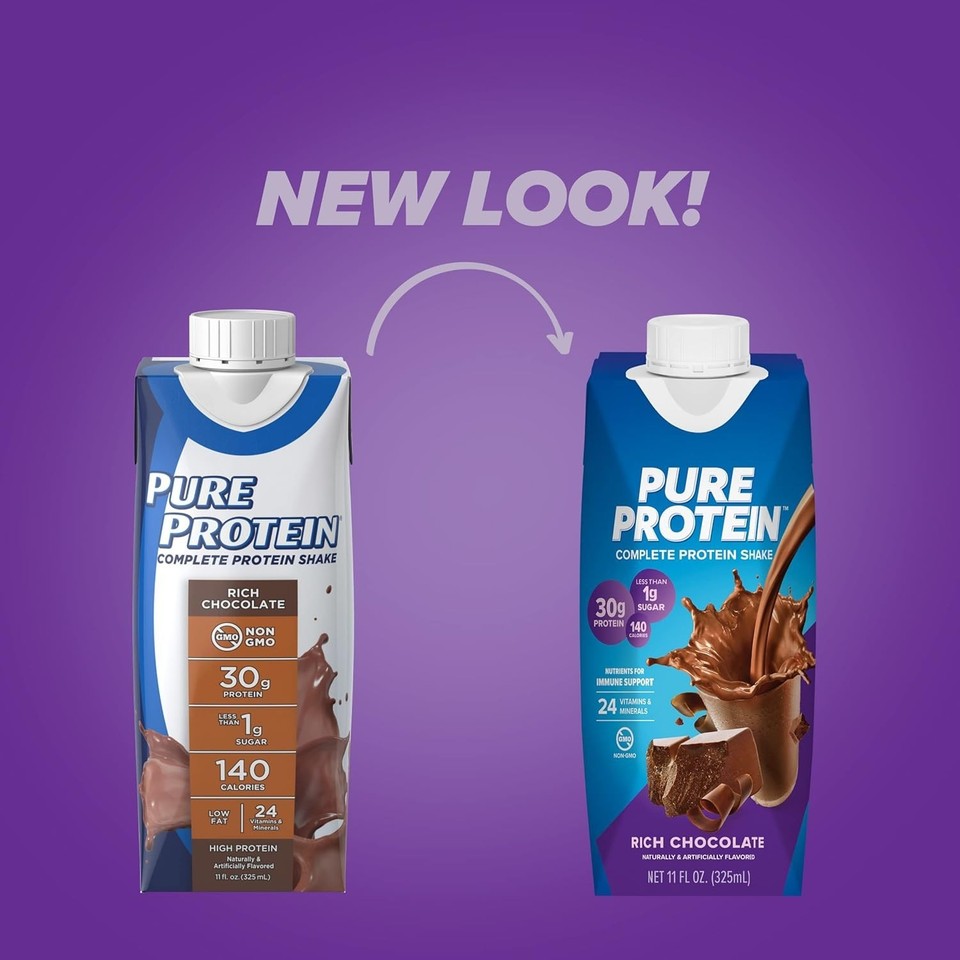 Pure Protein Chocolate Protein Shake, 30g Complete Protein, Ready to ...
