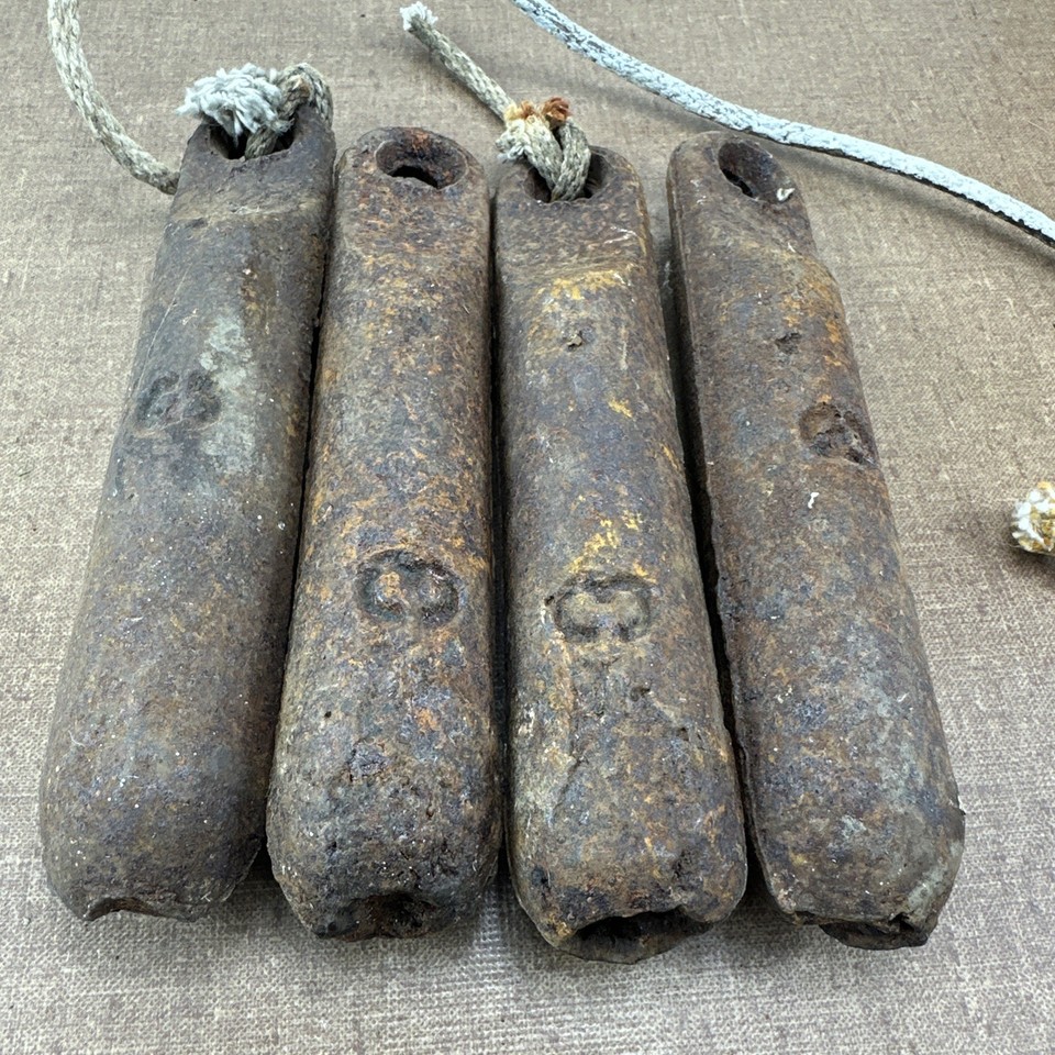 Antique Lot of Four 3 Pound Cast Iron Window Sash Drop Weights 8 inches ...