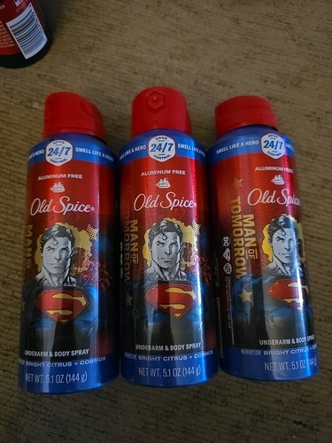 3 Old Spice Superman Man of Tomorrow Bright Citrus Cosmos Body Spray 5. ...
