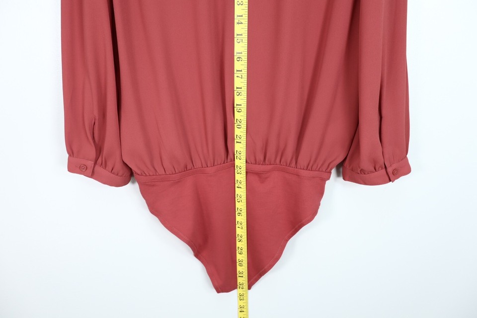NWT LOFT Women's Polyester Bodysuit Long Sleeve Surplice Marron Red ...