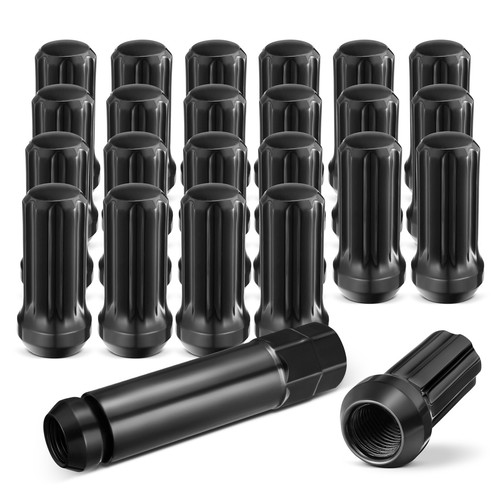 24 Black M14x1.5 Spline Lug Nuts + Key For Chevy GMC Silverado Sierra ...