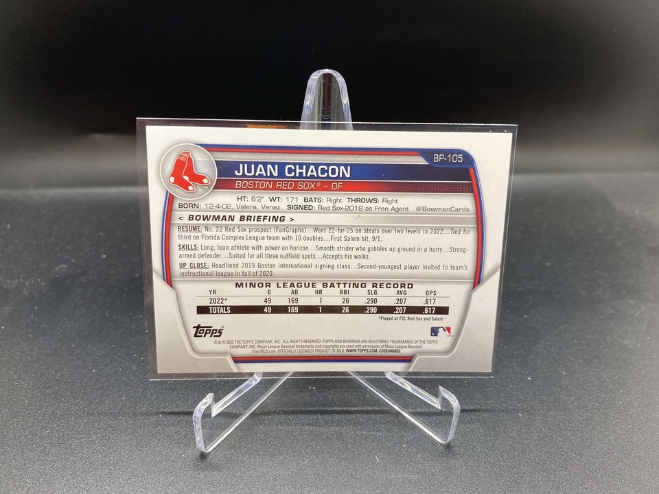 Juan Chacon 2023 Bowman Prospects Blue Pattern BP-105 /125 Red Sox 1st ...