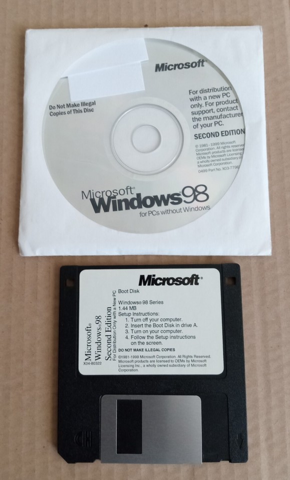 Microsoft Windows 98 Second Edition Operating System with Product Key ...