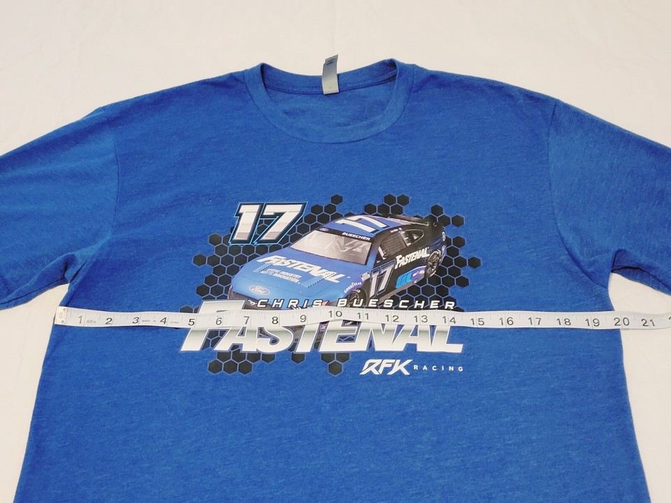 Chris Buescher #17 Fastenal RFK Racing NASCAR Ford Mustang blue t-shirt ...