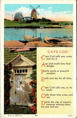 Vtg.Postcard: Cape Cod Poem "Cape Cod Calls You..." Cape Cod ...