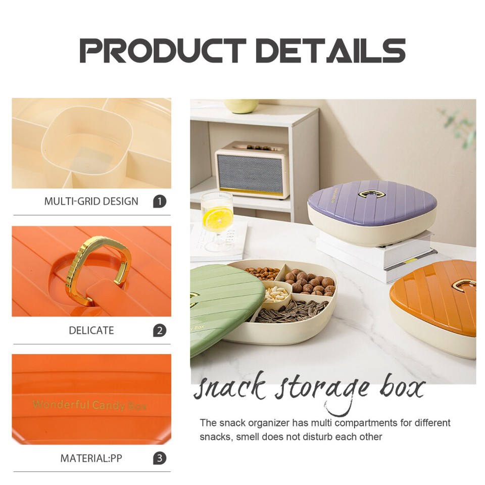 2pcs Nut Dish Separated Grids Sitting Room Food Tray Dried Fruit ...