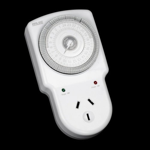 Arlec 24 Hour Timer Surge Protector PC723 Power Point Outlet Wall ...